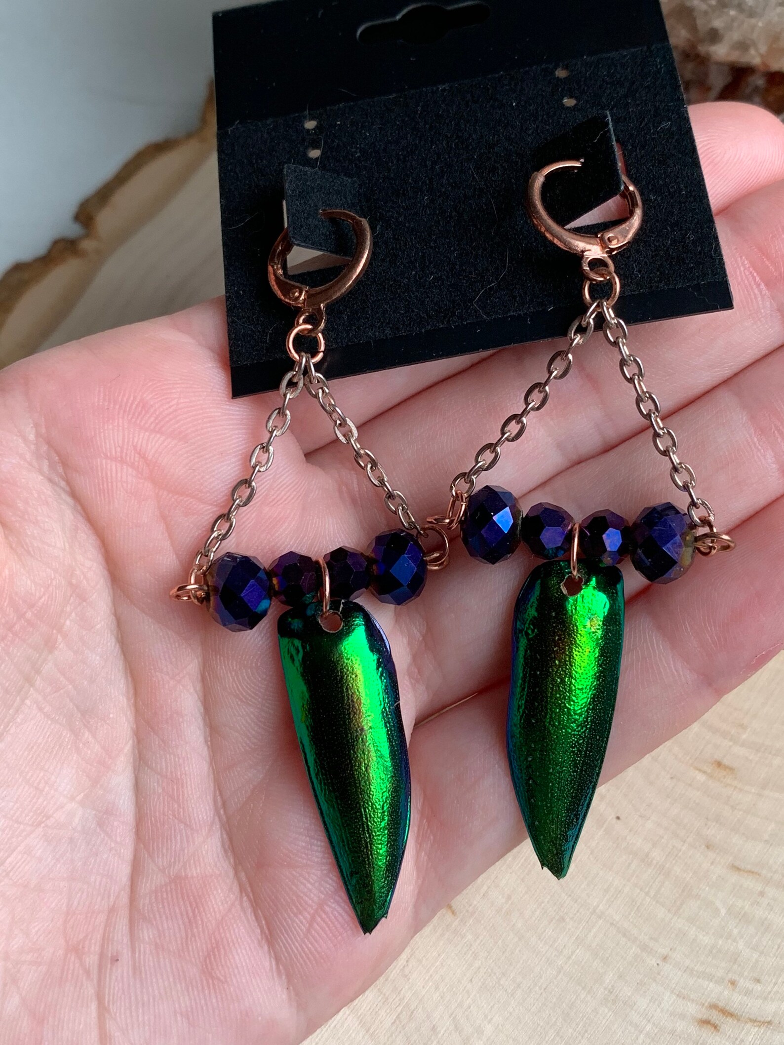 Jewel Beetle Wing Elytra Dangle Hoop Earrings / Beetle Wing - Etsy UK
