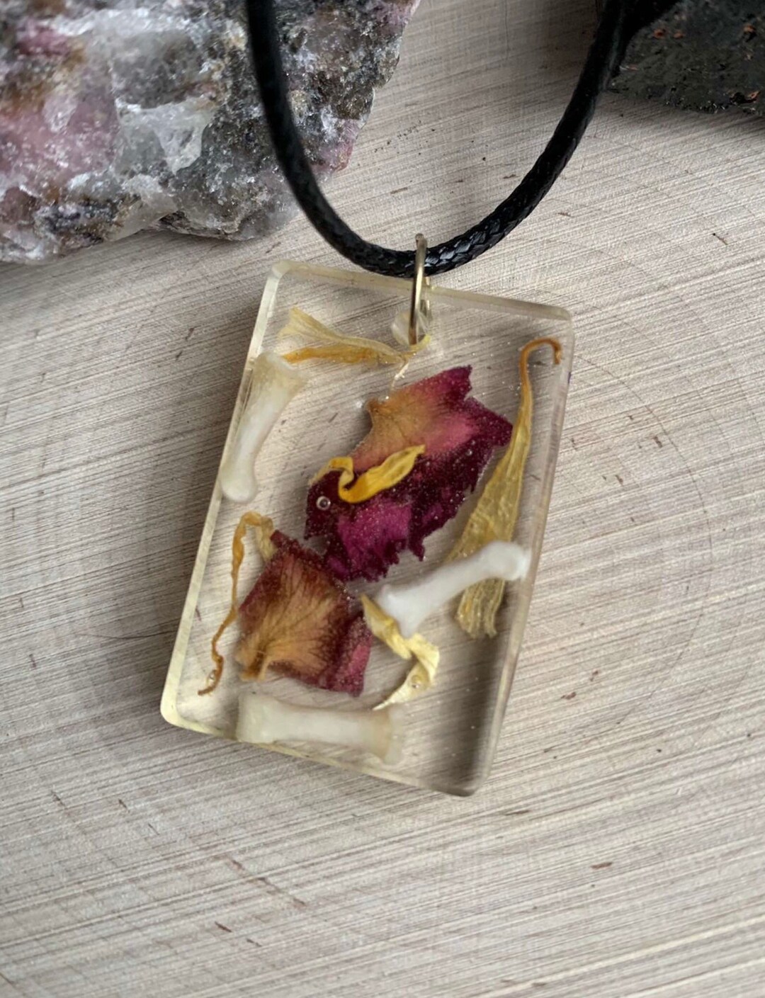 Botanical Bones Resin Pendant / Resin Pendant, Bone Jewelry, Real Bones ...