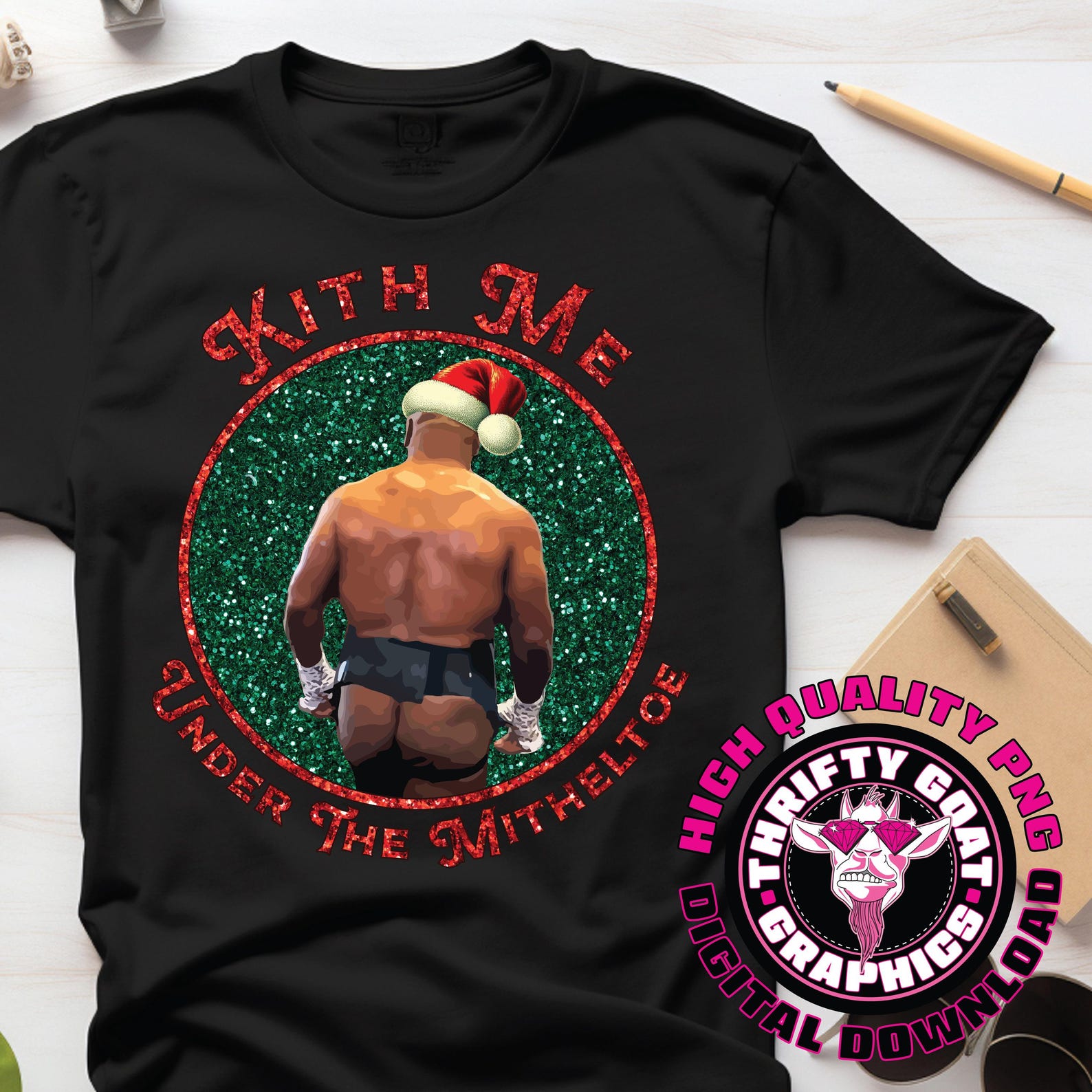 Mike Tyson Christmas PNG: Kiss Me Under the Mistletow (digital Download ...