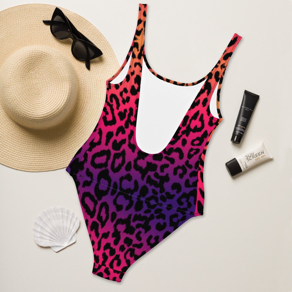 Vintage Retro Hot Tri-color Leopard Print One-piece Swimsuit - Etsy