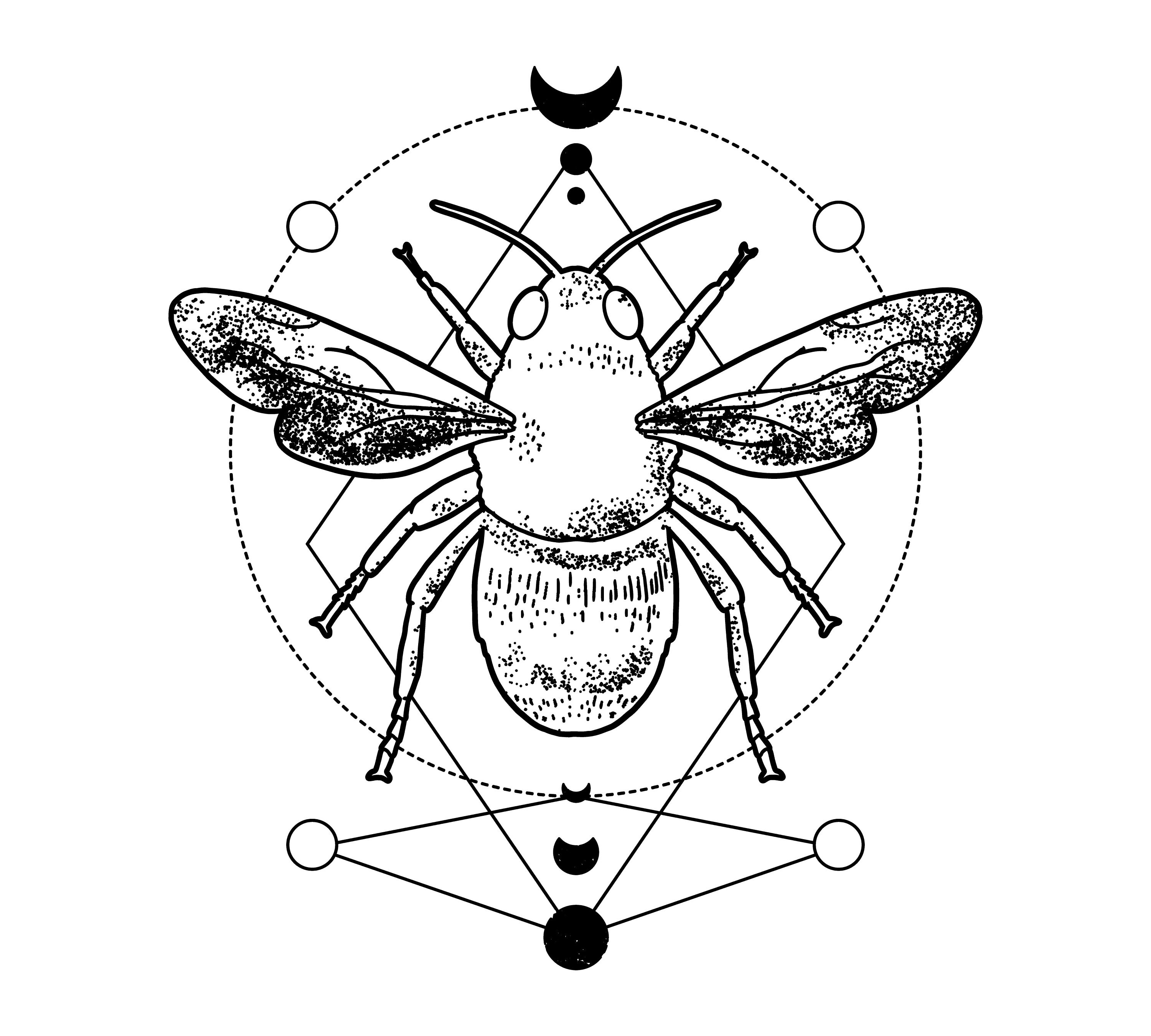 Bee Moon Moon Phases Nature Yoga Namaste Geometry - Etsy