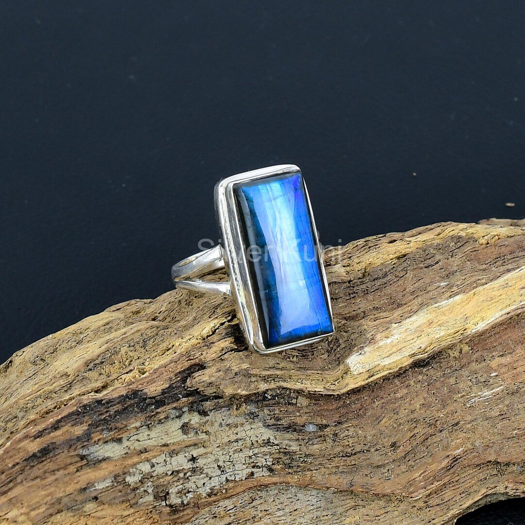 Blue Labradorite Ring: 925 Sterling Silver Boho Ring - Etsy