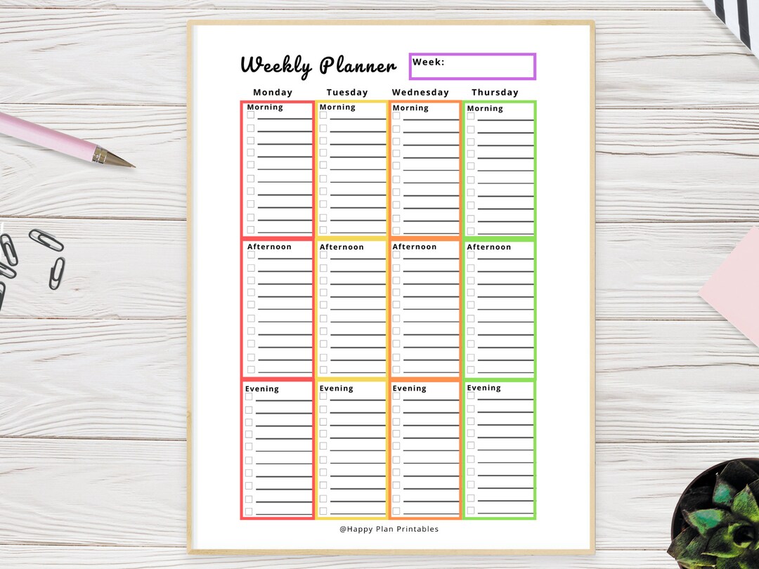 Printable Weekly Planner - Monday Start - Priorities - Etsy
