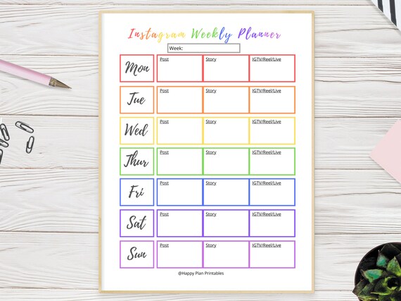 Instagram Planner Printable Weekly Scheduling Printable | Etsy