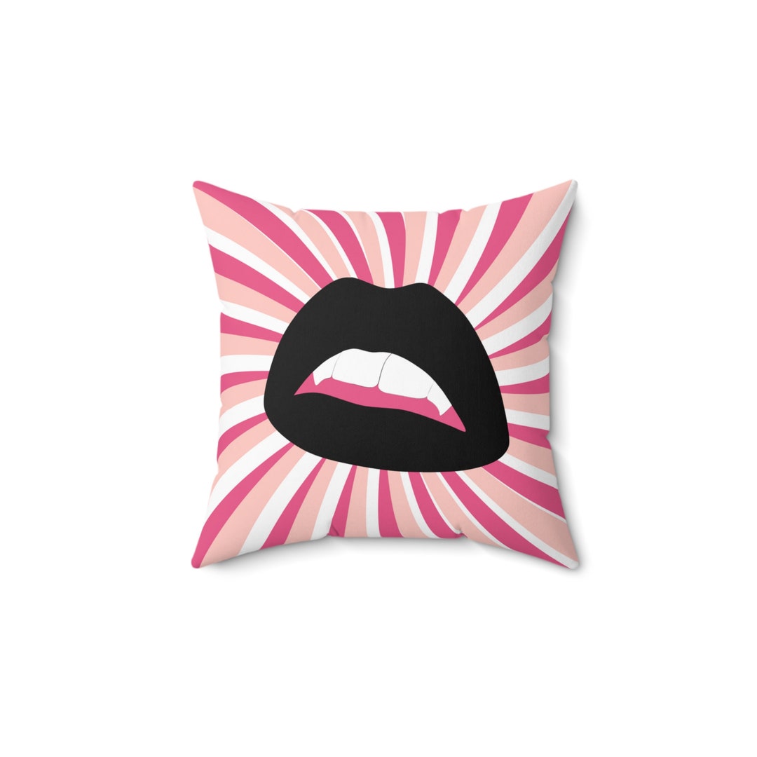 Goth Pastel Halloween Vampire Lips Throw Pillows Pink Weird - Etsy