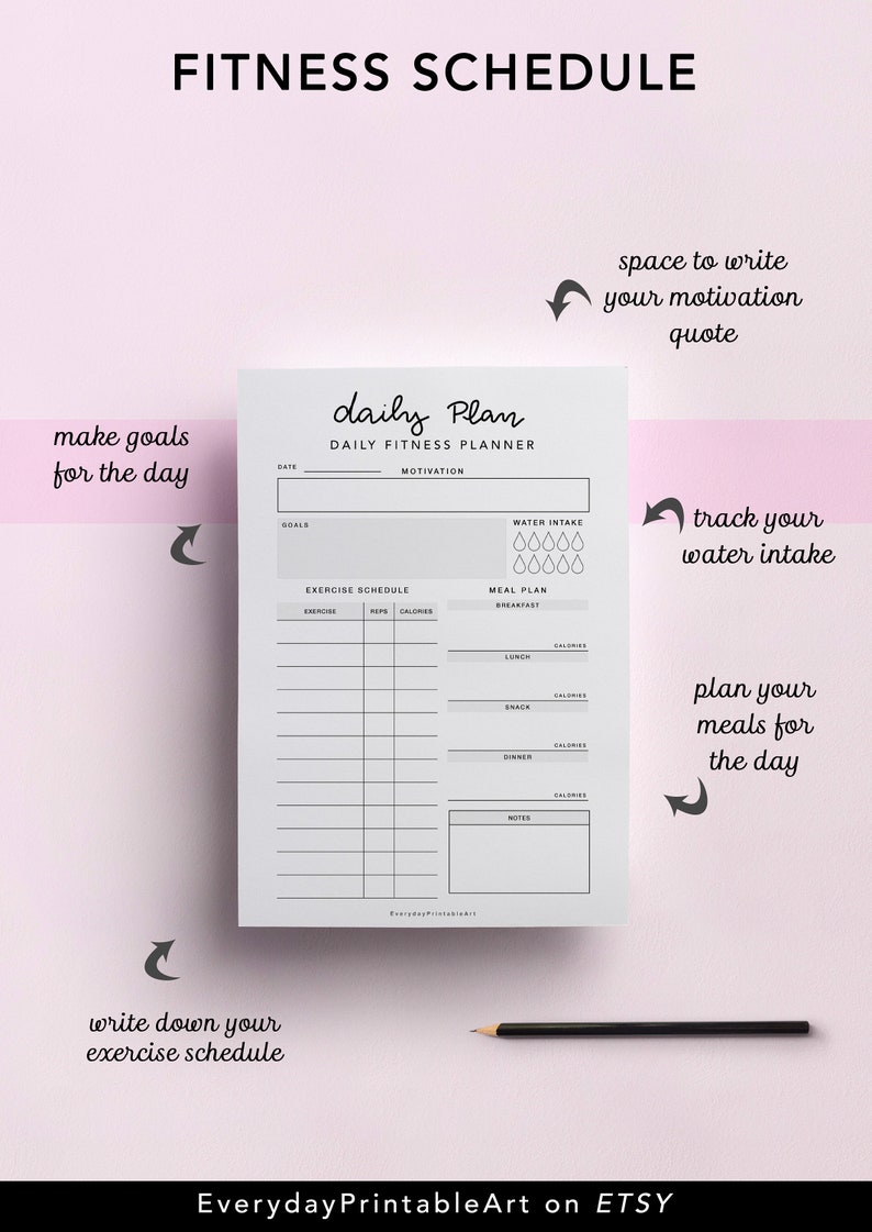 Fitness Plan Workout Planner Printable With Meal Planning | Etsy