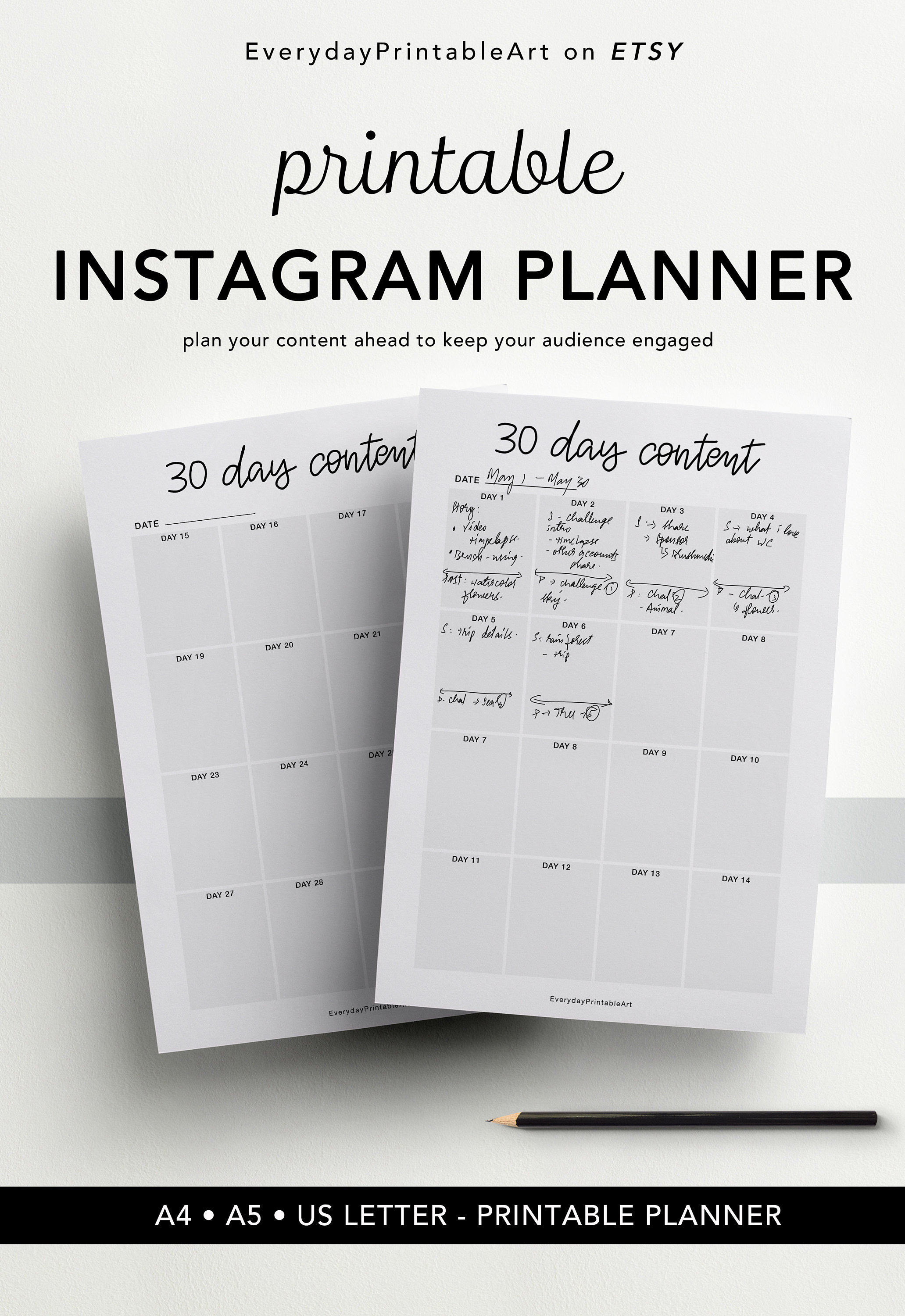 Instagram Marketing Planner, Printable Instagram Worksheet, Social ...