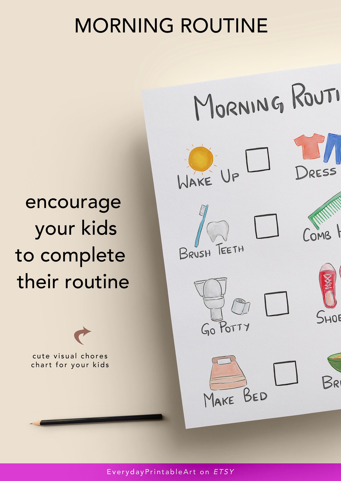Morning Routine For Toddlers Daily Schedule Printable Kids | Etsy