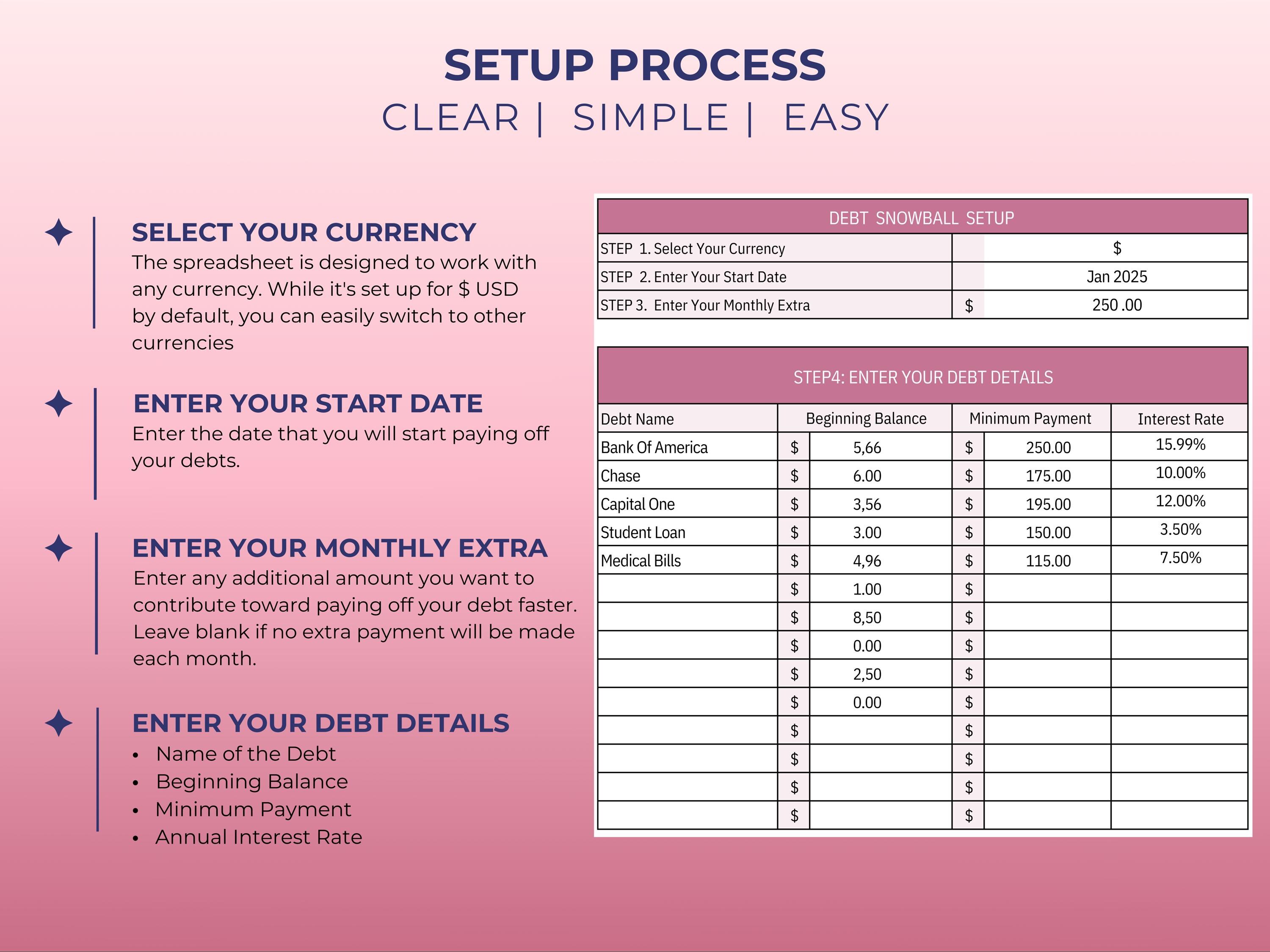 Debt Snowball Avalanche Excel Spreadsheet | Loan Payoff Tracker ...