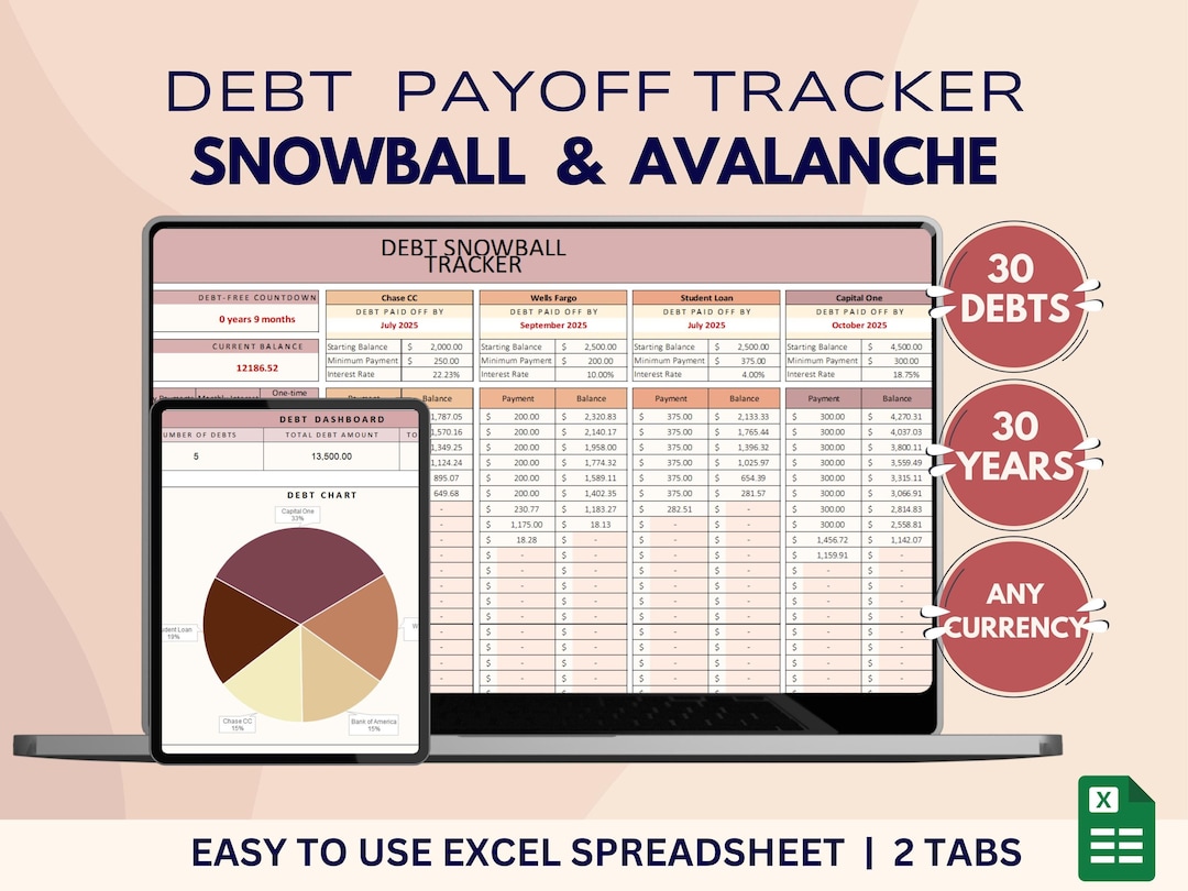 Debt Payoff Tracker Debt Snowball Avalanche Calculator Excel ...