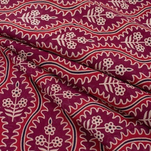 Red Color Ajrakh Print Fabric Indian Cotton Running Sewing Craft Fabric ...