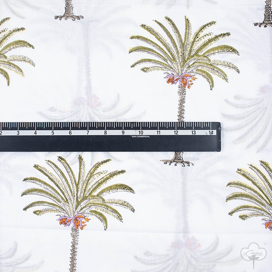 Green Palm Tree Indian Block Print Fabric Natural Light Wight Cotton ...