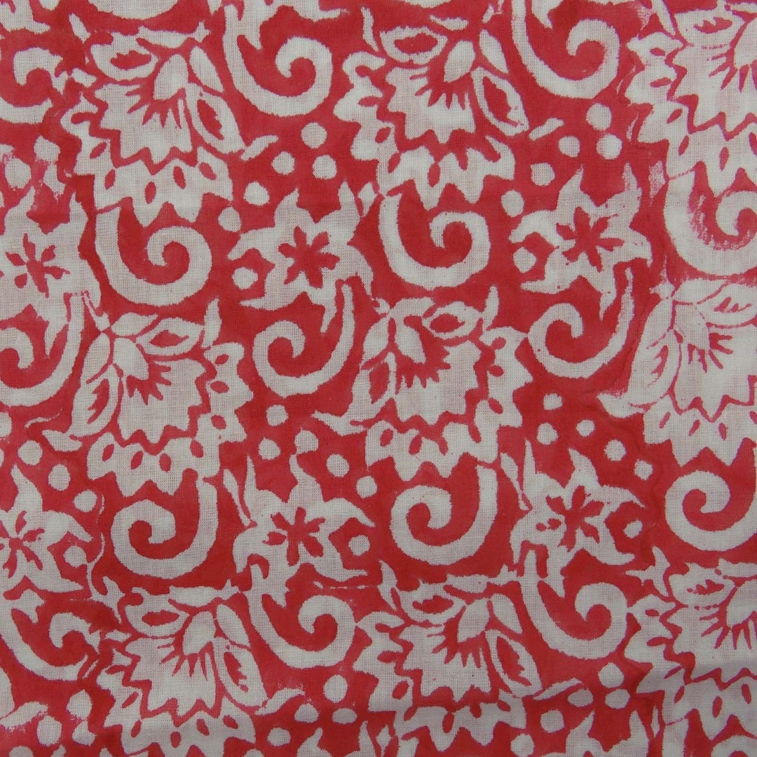 Red Floral Print Fabric Fabric, India Cotton Fabric ,women, Kids Dress ...