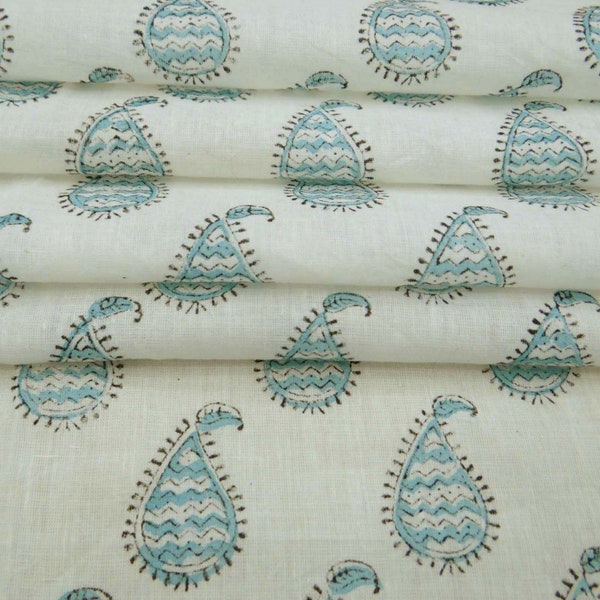 Paisley Block Print Fabric - Etsy UK