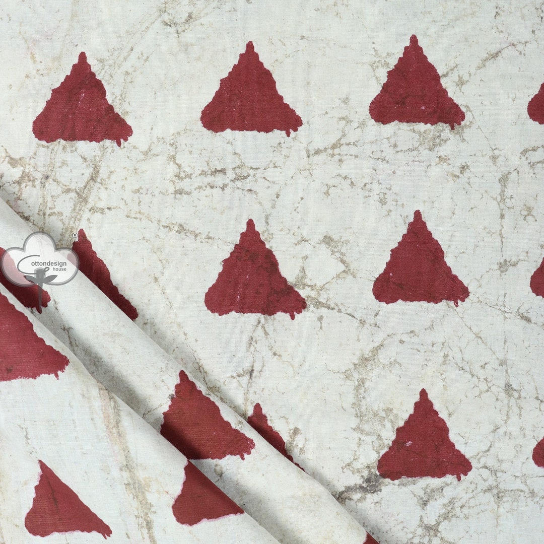 Red Color Triangle Cotton Printed Fabric, Hand Block Print Fabric by ...