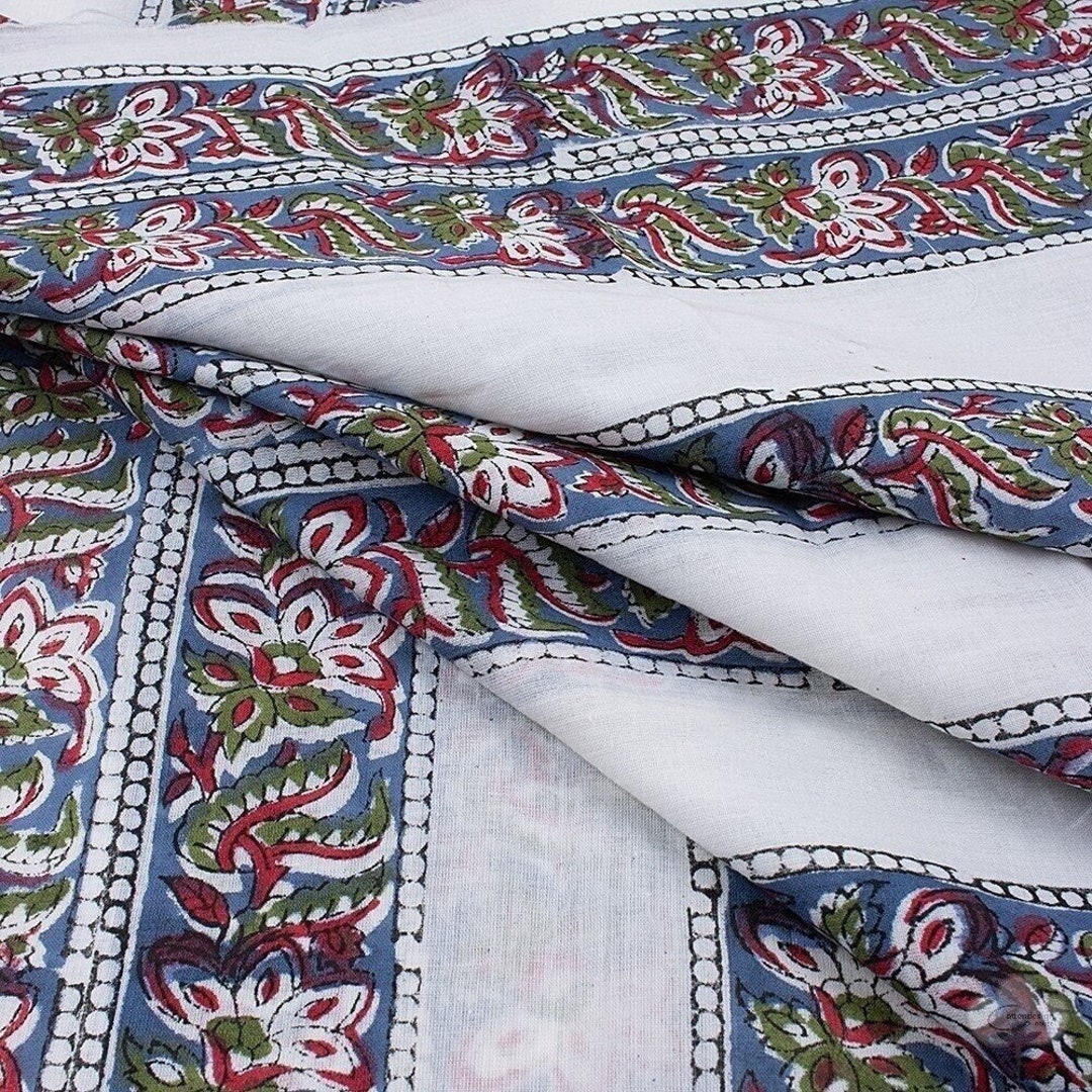 Indian Block Print Cotton Fabric, Block Print Cotton Fabric, Floral ...