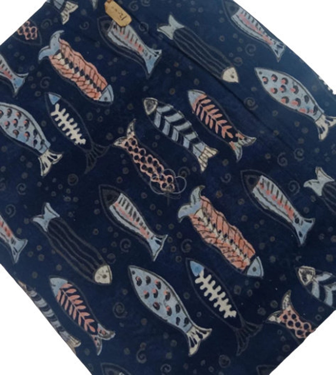 Fish Print Cotton Fabric by the Yard Hand Block Printed - Etsy