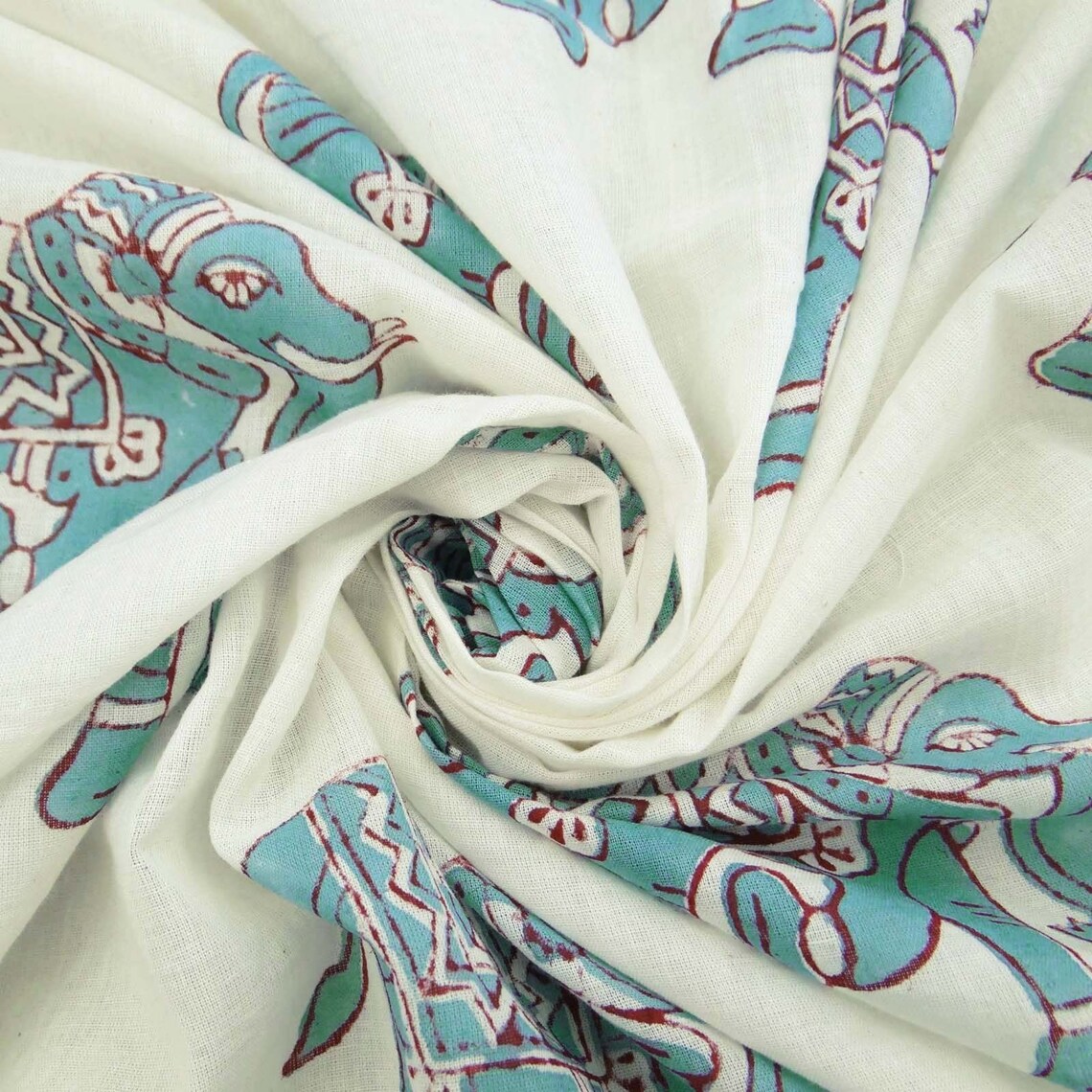 Elephant Print Indian Handmade Hand Block Print 100% Cotton - Etsy