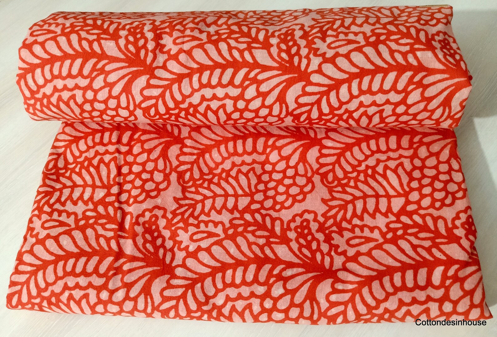 Red Floral Hand Block Print Cotton Fabric – Indian Handmade 100% Cotton ...