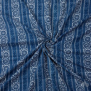 Indigo Blue Hand Block Print Summer Dress Home Decor Indian 100 % Pure ...