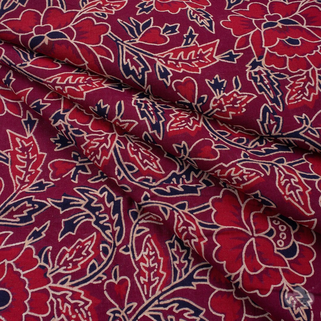 Ajrakh Floral Print Fabric Soft Fabric Sustainable Fashion - Etsy