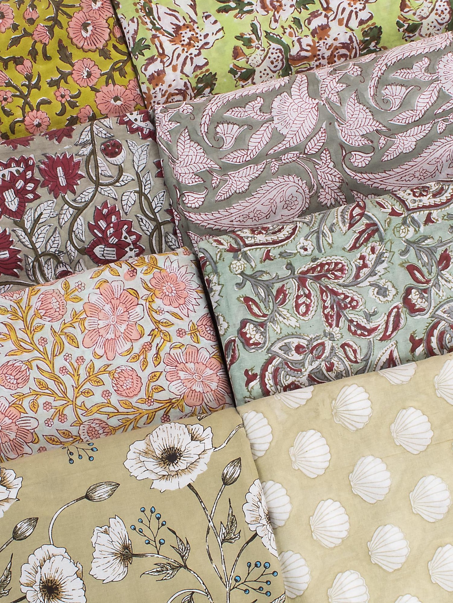Multi Color Bundle Fabric Hand Block Floral Print Fabric Indian 100% ...