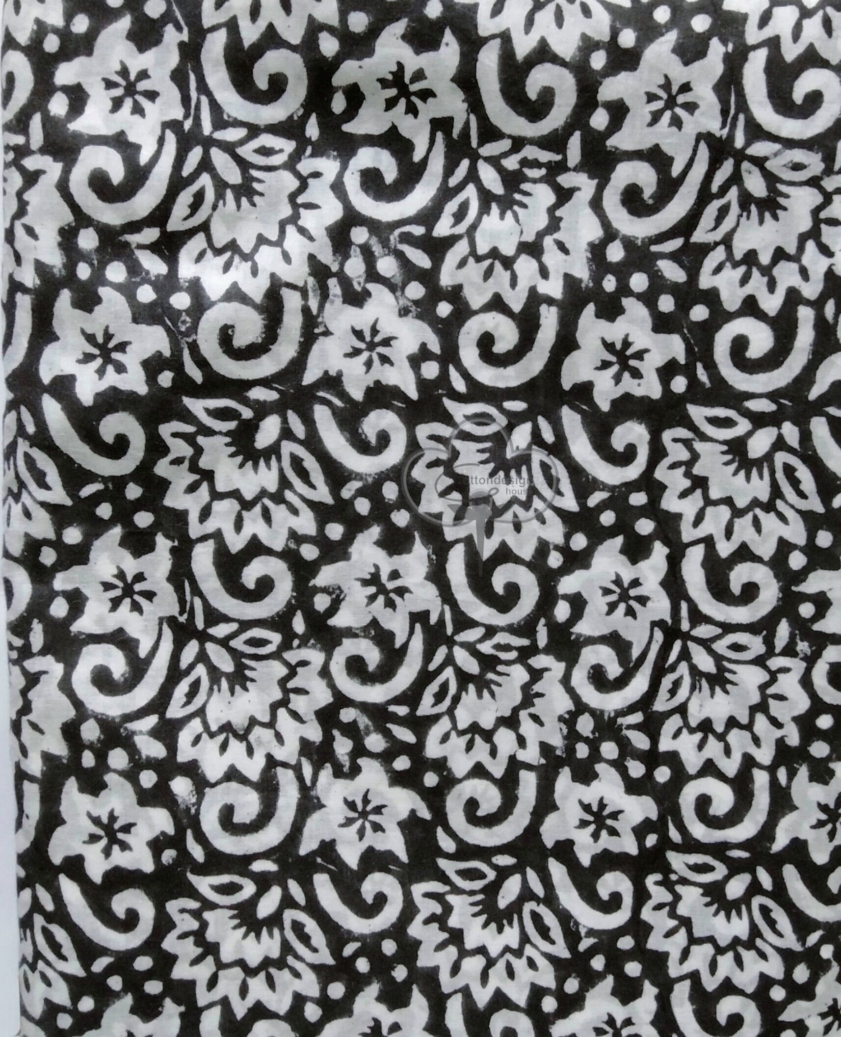 Black Floral Print Fabric Indian Cotton Natural Light Weight Fabric ...