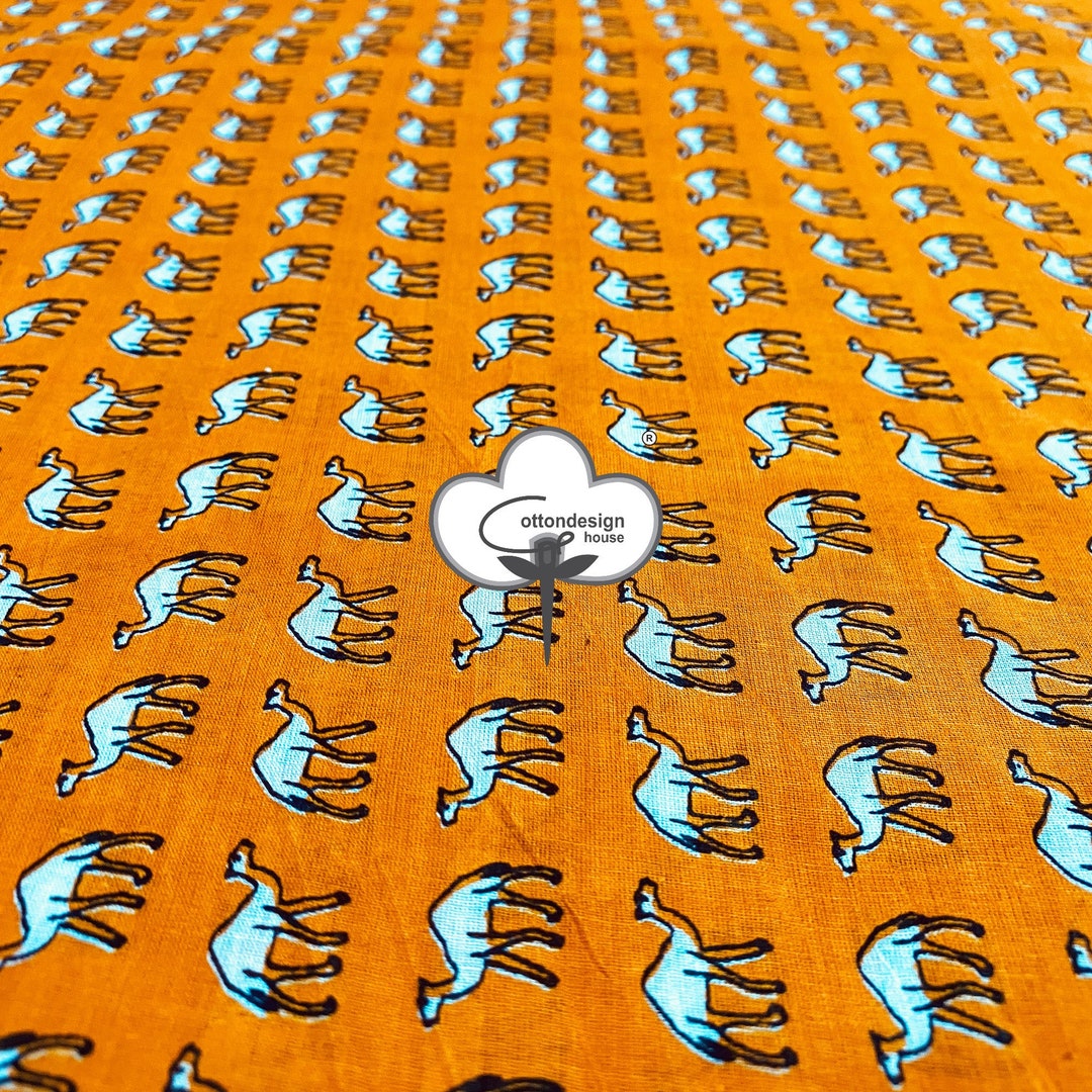 Sold by Yard Fabric Yellow Animal Camel Block Print Fabric - Etsy