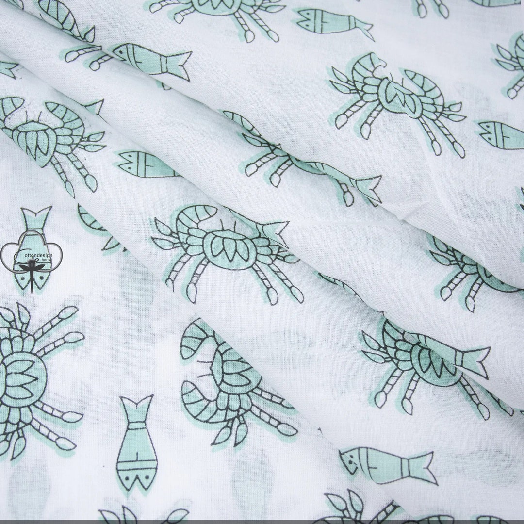Animal Hand Block Print Fabric Indian 100% Cotton Sewing Running ...