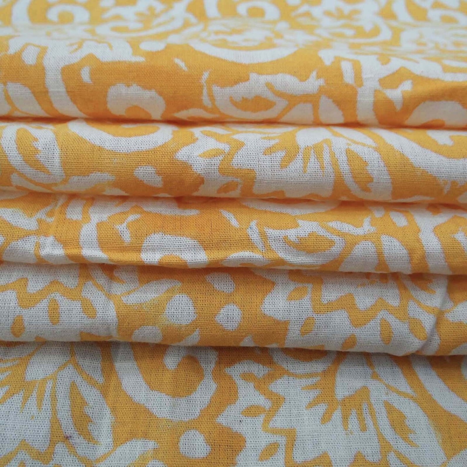 Yellow Floral Hand Block Print Indian Handmade 100 % Cotton - Etsy
