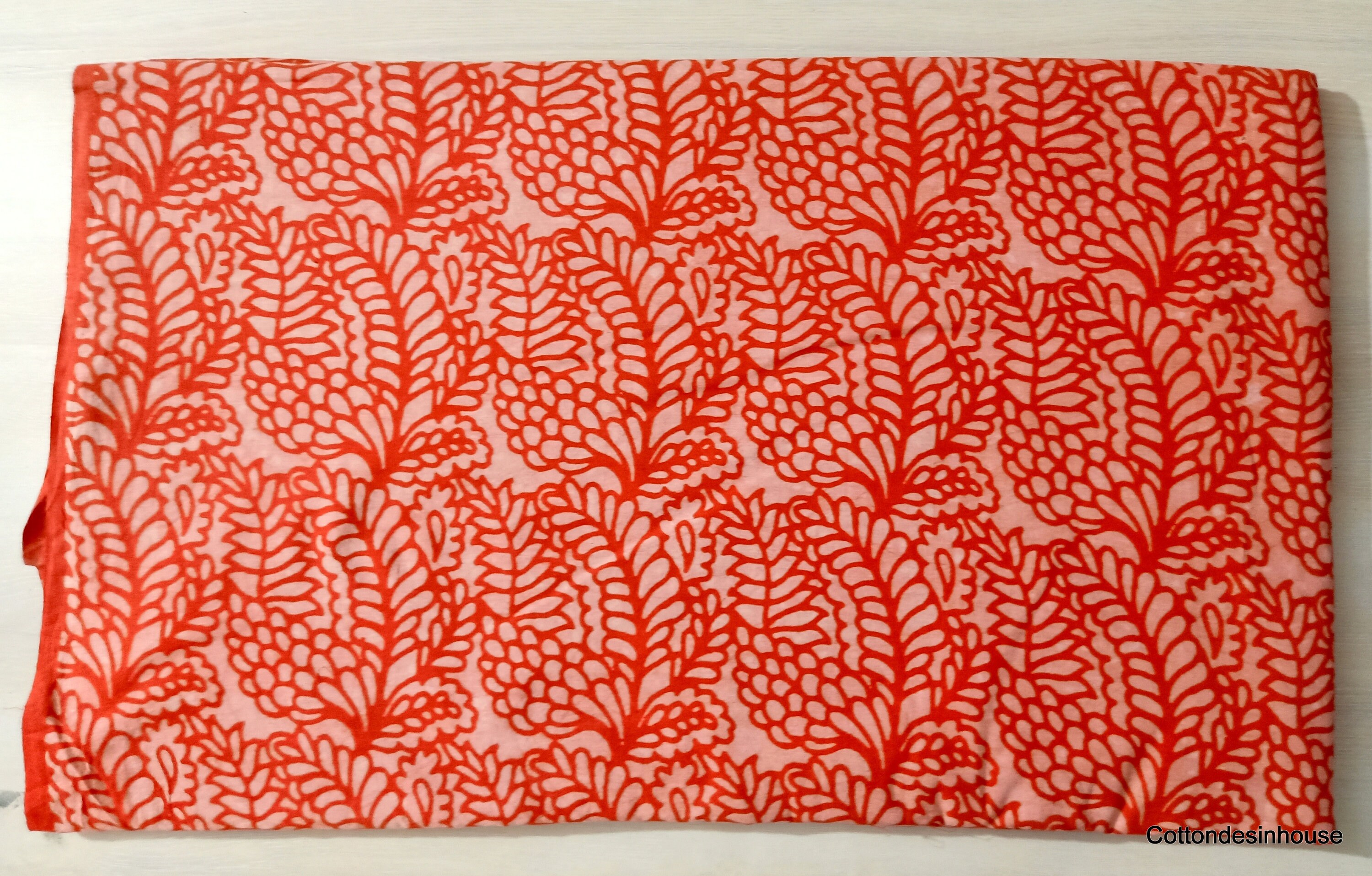 Red Floral Hand Block Print Cotton Fabric – Indian Handmade 100% Cotton ...