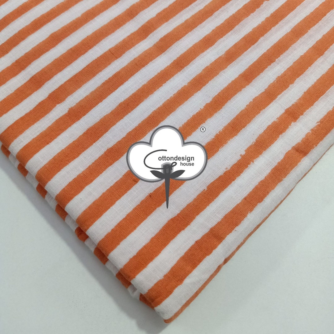 Multi Color Stripe Print Fabric Hand Block Cotton fabric by the yard ...