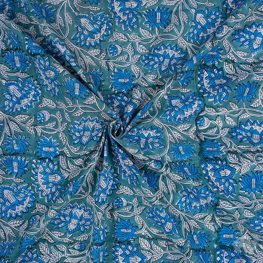 Multi Color Hand Block Floral Print Fabric Indian 100% Pure Cotton ...