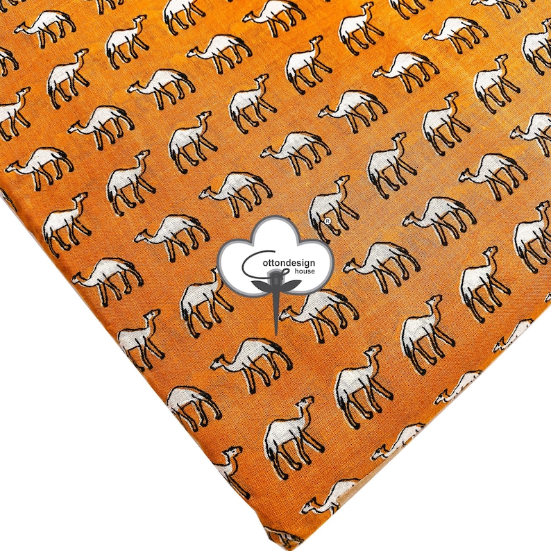 Camel print Hand printed cotton hand dyed fabric natural Hand | Etsy