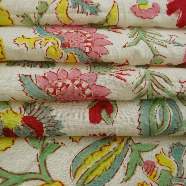 Indian Block Print, Indian Cotton, Hand Stamped Printing, by the Yard ...