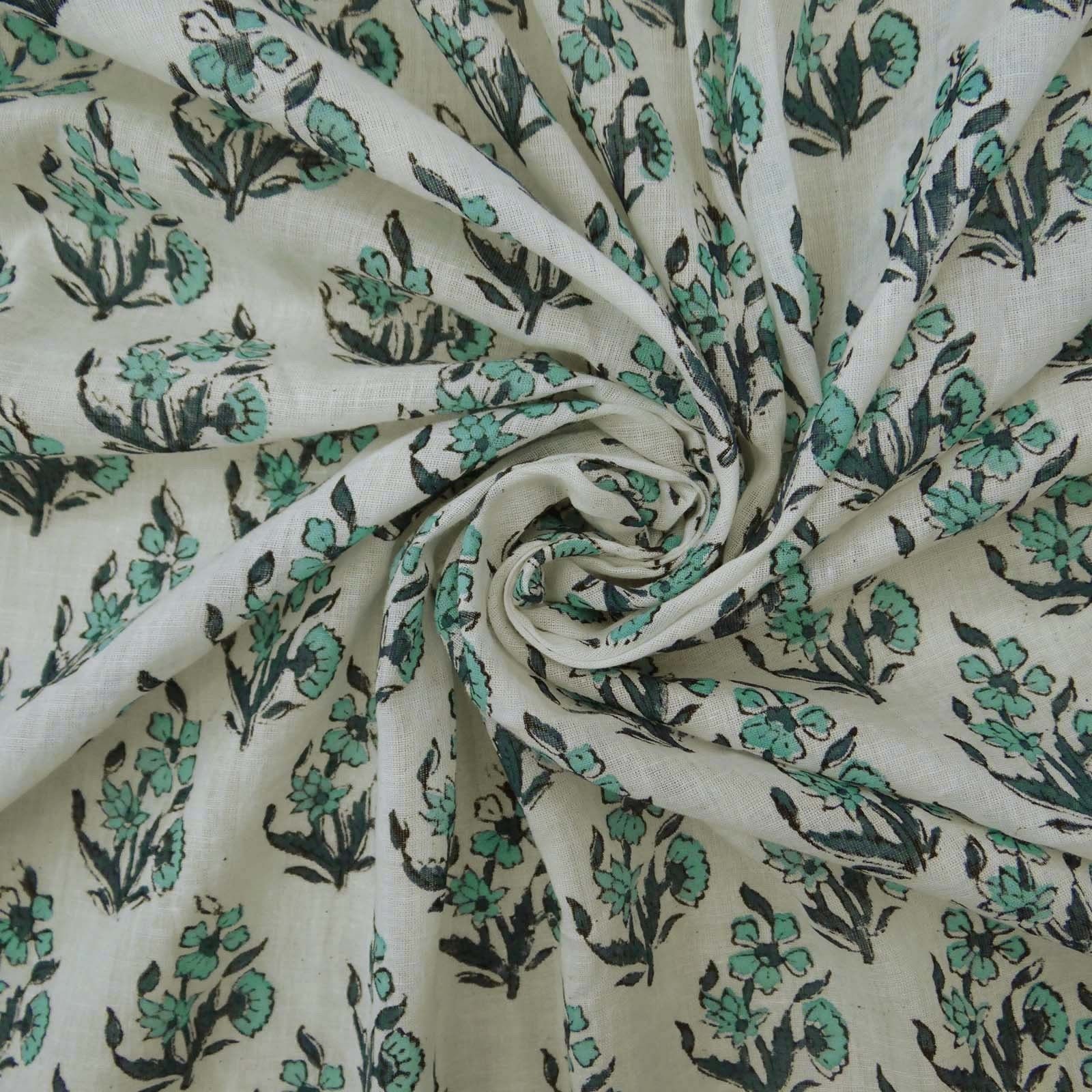 Floral Block Print Fabric Cotton Summer Dress Fabric by the - Etsy