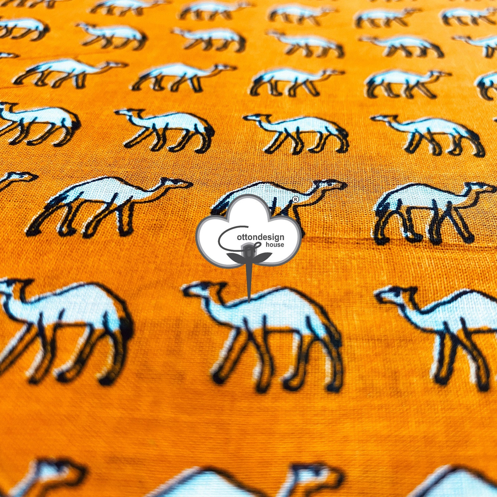 Camel print Hand printed cotton hand dyed fabric natural Hand | Etsy