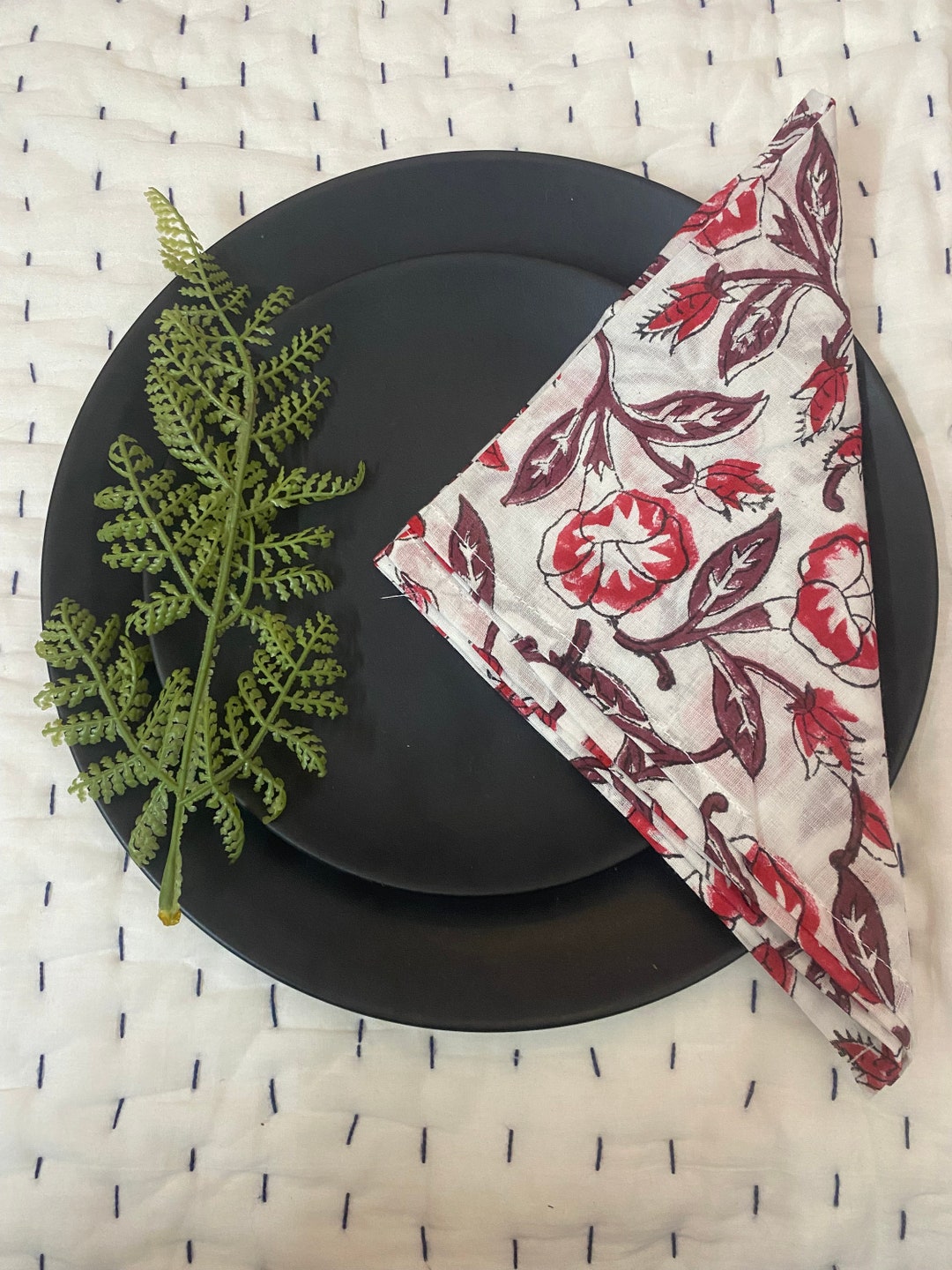 Hand Block Print Napkins ,set of 4 , Organic Cotton, Table Cloth ...