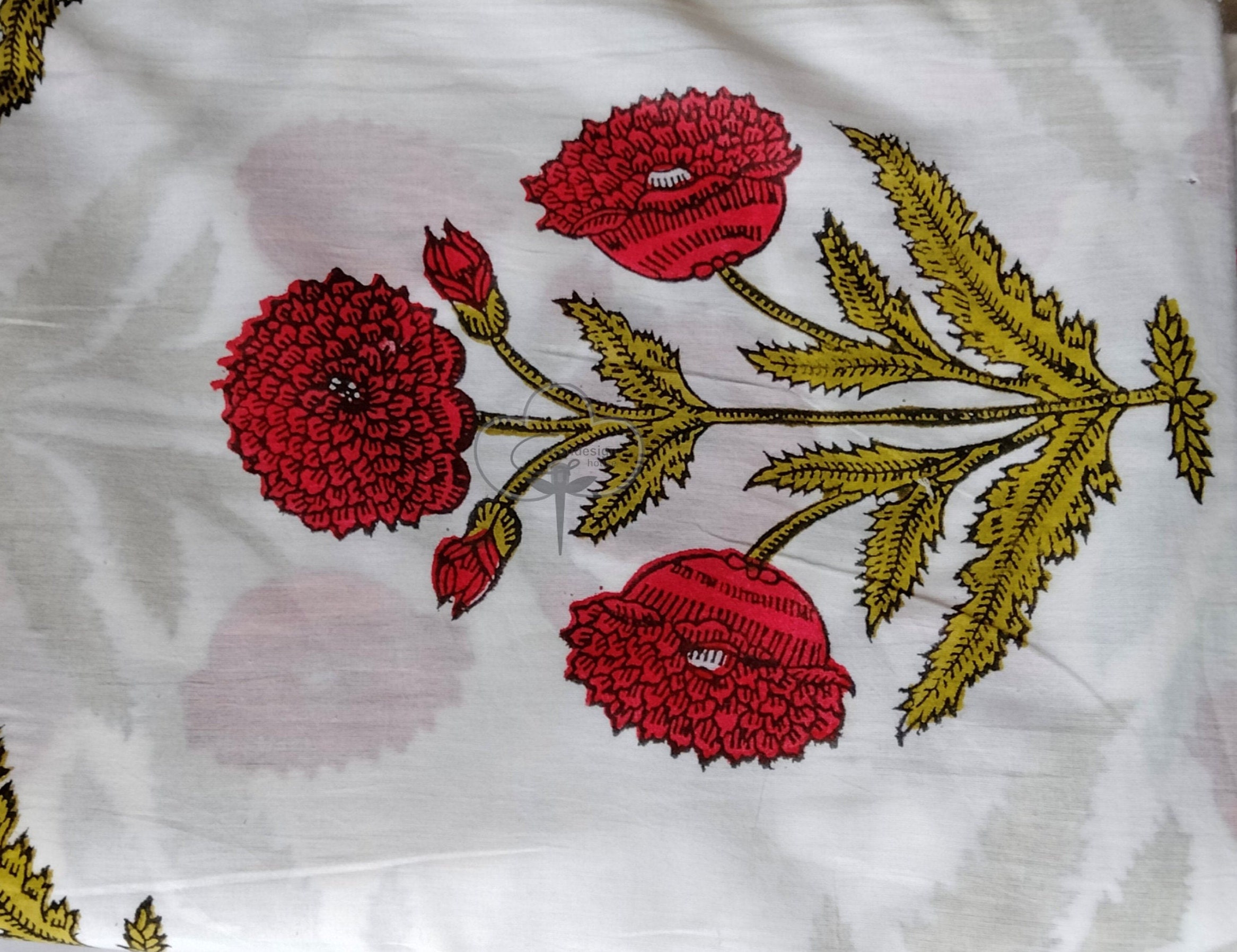 Red Multi Floral Hand Block Print Indian Handmade 100% Cotton - Etsy