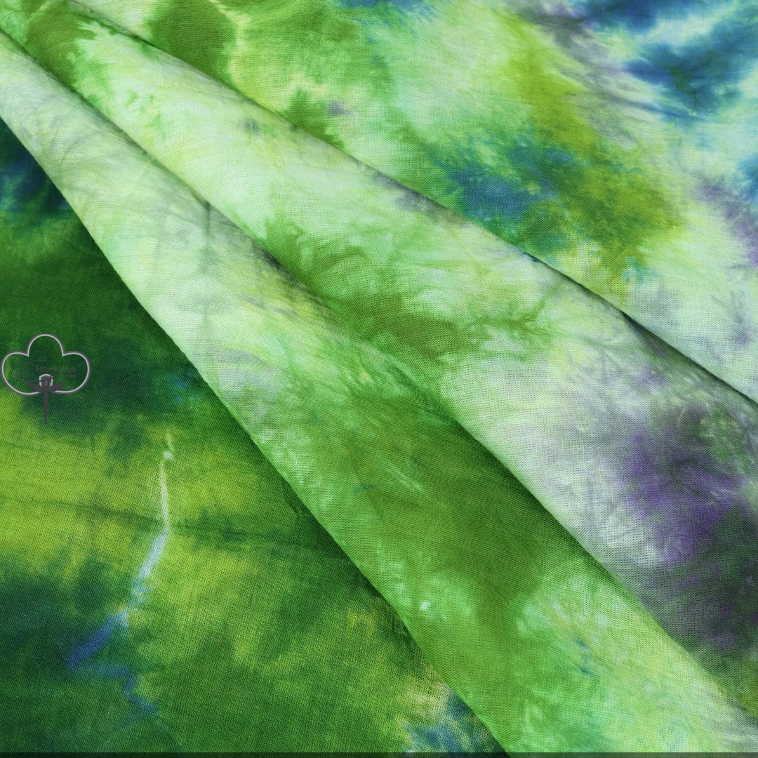 Green Tie Dye Fabric Indian Cotton Sewing Fabric Womens Dress Fabric ...