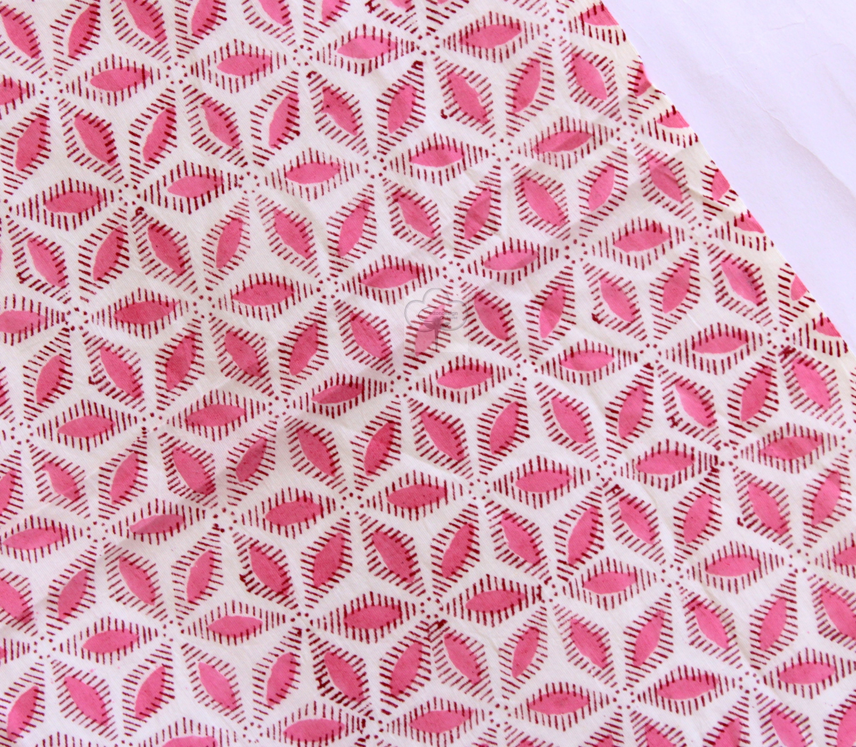 Pink India Block Print Fabric Bye the Yard Upholstery Fabric Cotton ...