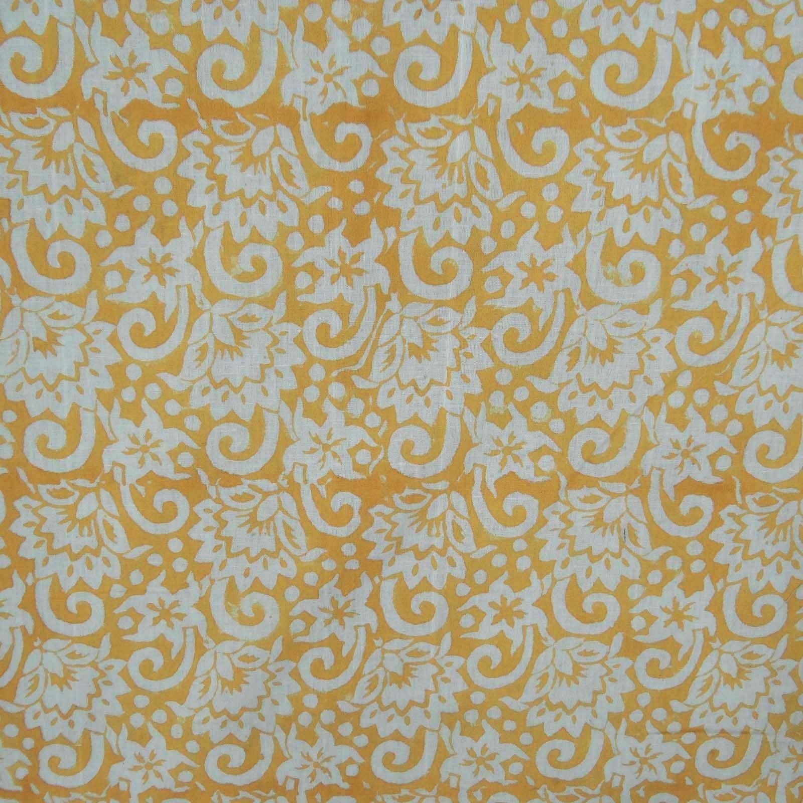 Yellow Floral Hand Block Print Indian Handmade 100 % Cotton - Etsy