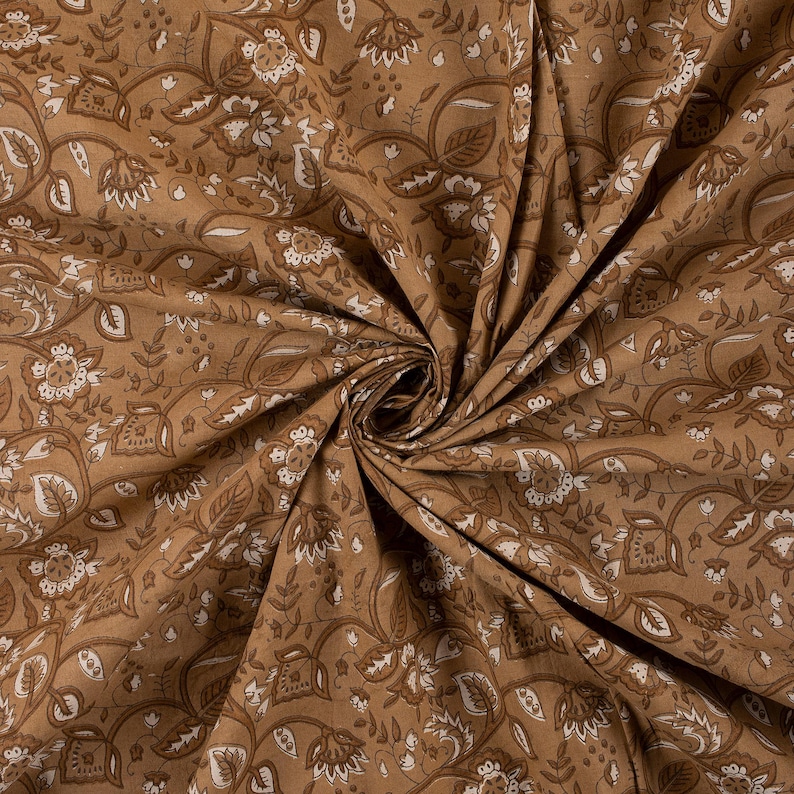 Mustard Color Bundles Fabric Hand Block Printed Dabu Floral Fabric ...