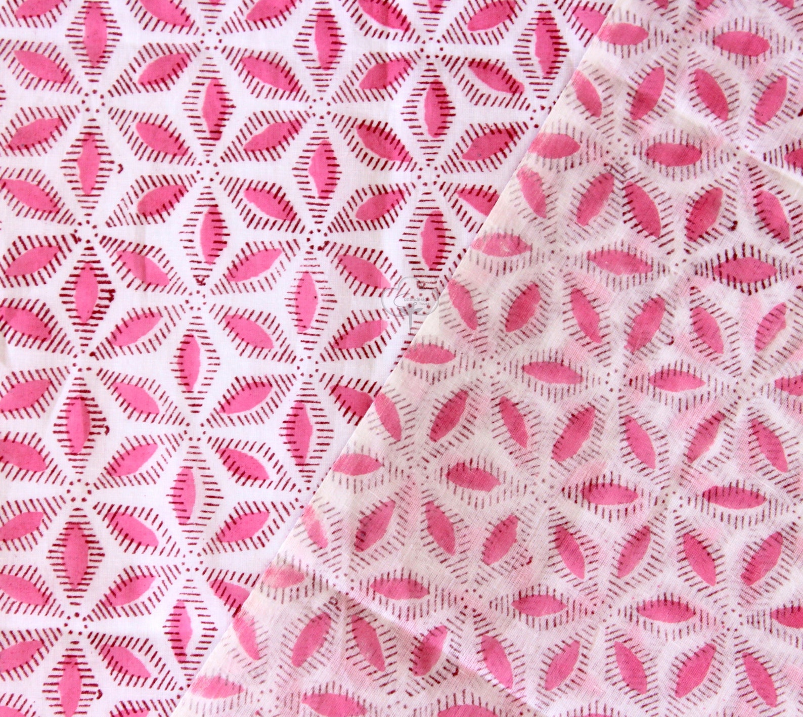Pink India Block Print Fabric Bye the Yard Upholstery Fabric Cotton ...
