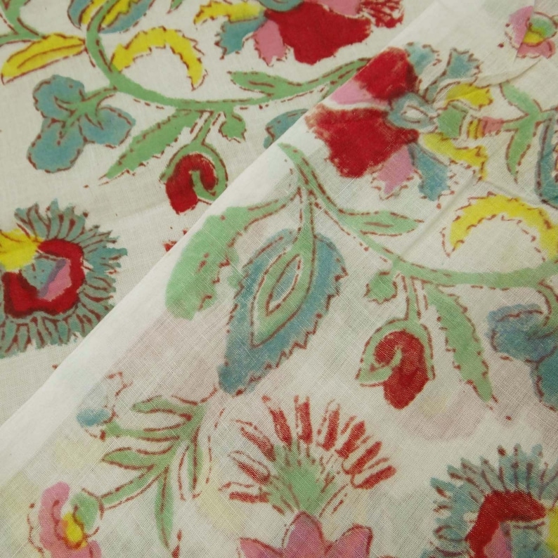 Indian Block Print, Indian Cotton, Hand Stamped Printing, by the Yard ...