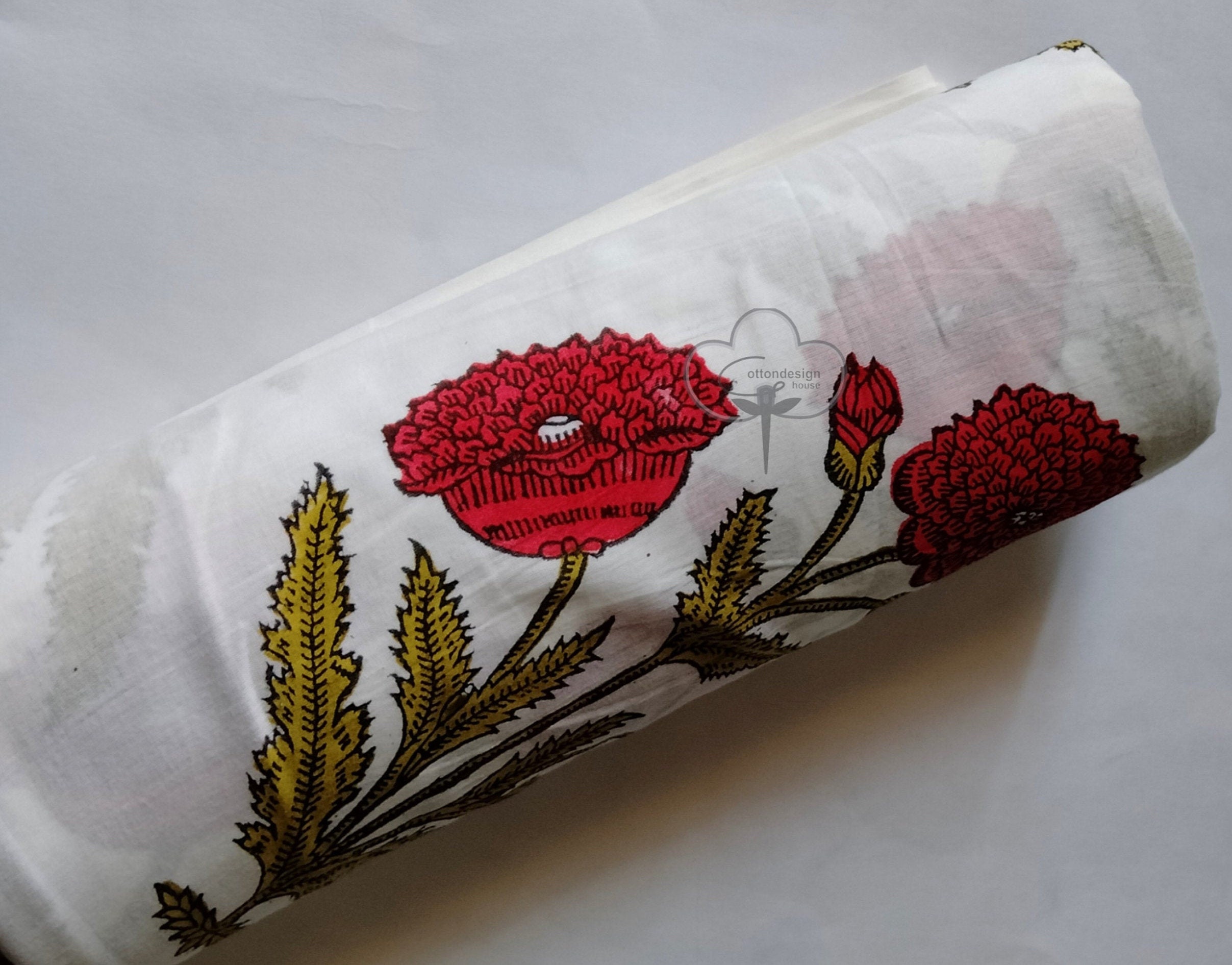 Red Multi Floral Hand Block Print Indian Handmade 100% Cotton - Etsy