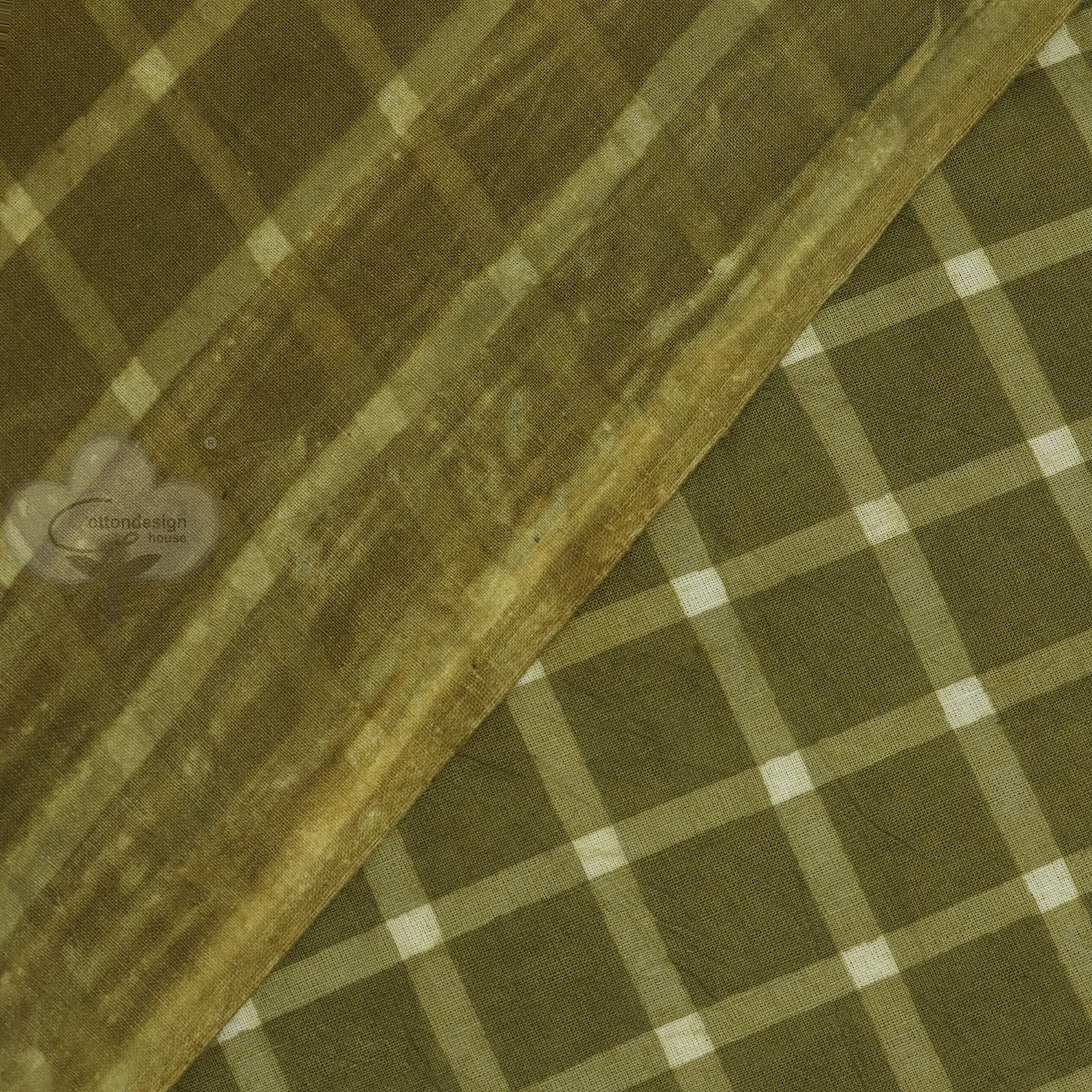 Soft Cotton Checks Fabric, Hand Block Print Green Color Fabric, Indian ...