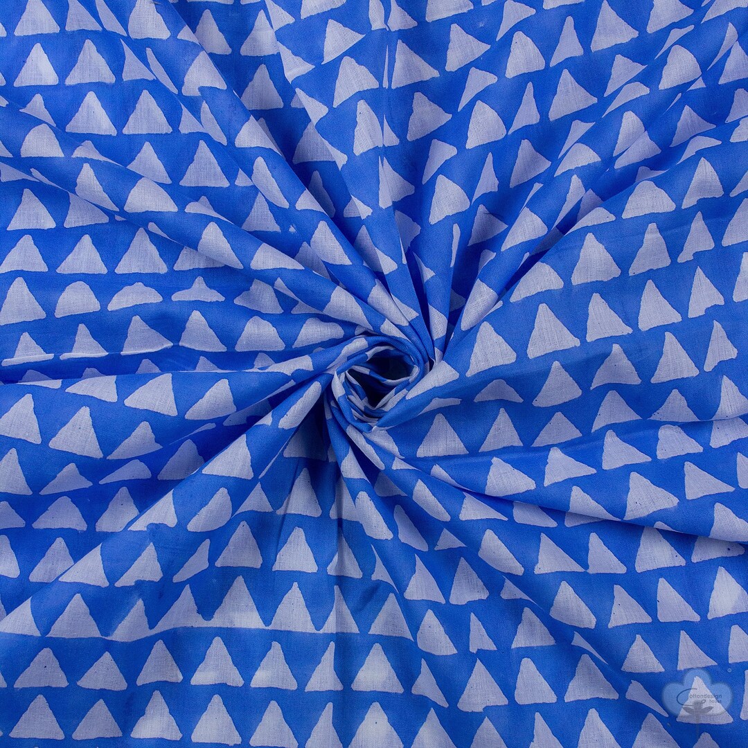 Blue Hand Block Print Fabric Indian Cotton Sewing Fabric Home Decor ...