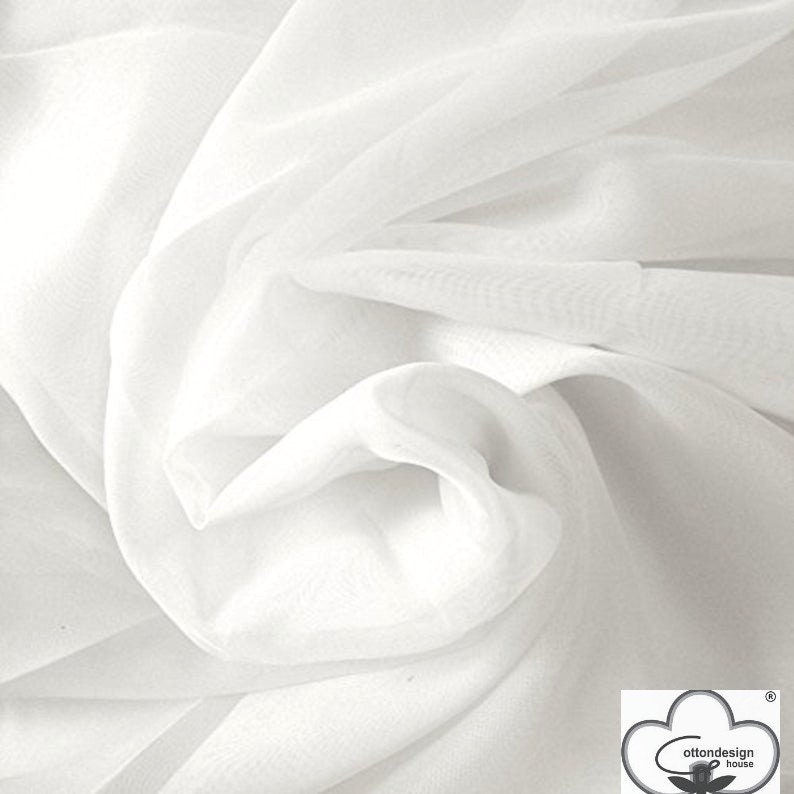 White Sheer Voile Fabric Lawn Cotton Fabric by the Yard Solid Soft ...