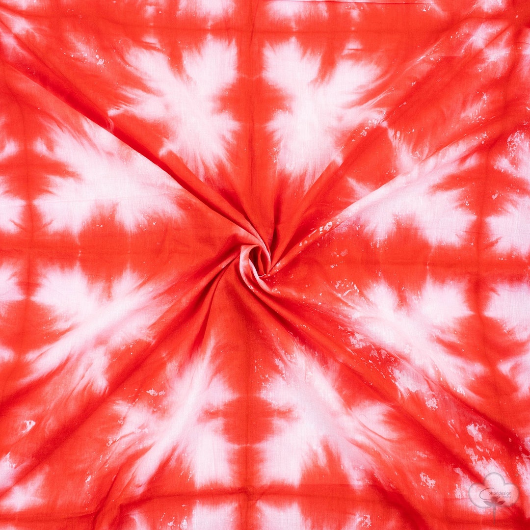 Red Tie Dye Fabric Handmade Indian 100% Pure Cotton Print Fabric for ...